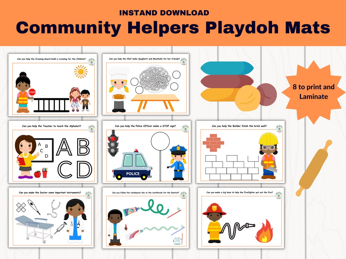 Printable Community Helpers Preschool Activities, Printable Playdough ...