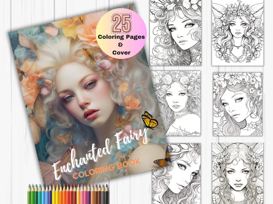Enchanted Fairy Coloring Book, Adult Fairy Coloring, Fantasy Coloring ...