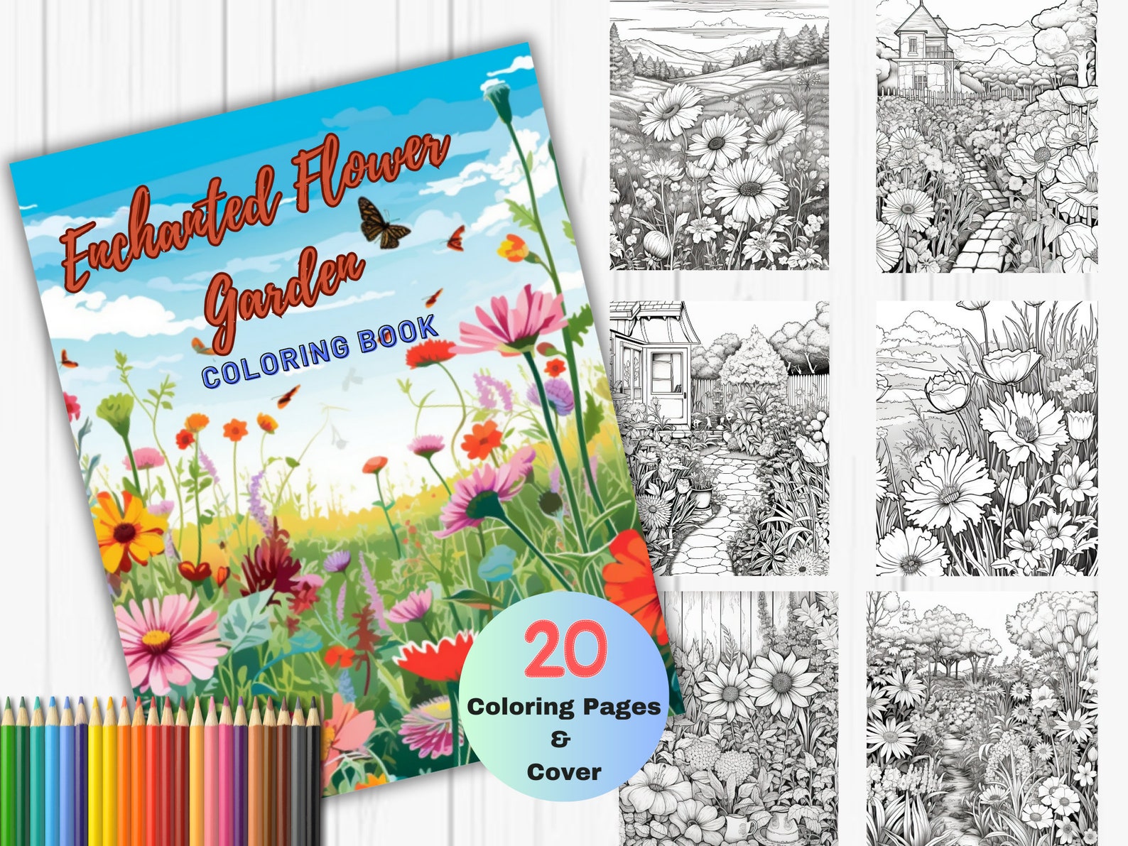 Enchanted Flower Garden Coloring Book, Adult Coloring Book, Mindful ...