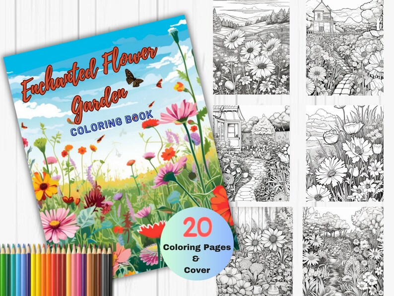 Enchanted Flower Garden Coloring Book, Adult Coloring Book, Mindful ...