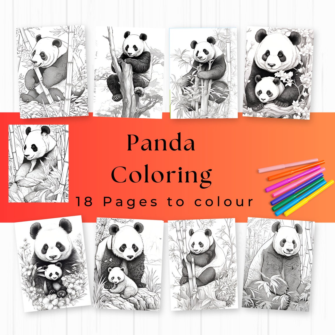 Panda Coloring Pages for Adults, Japanese Panda Coloring Book ...