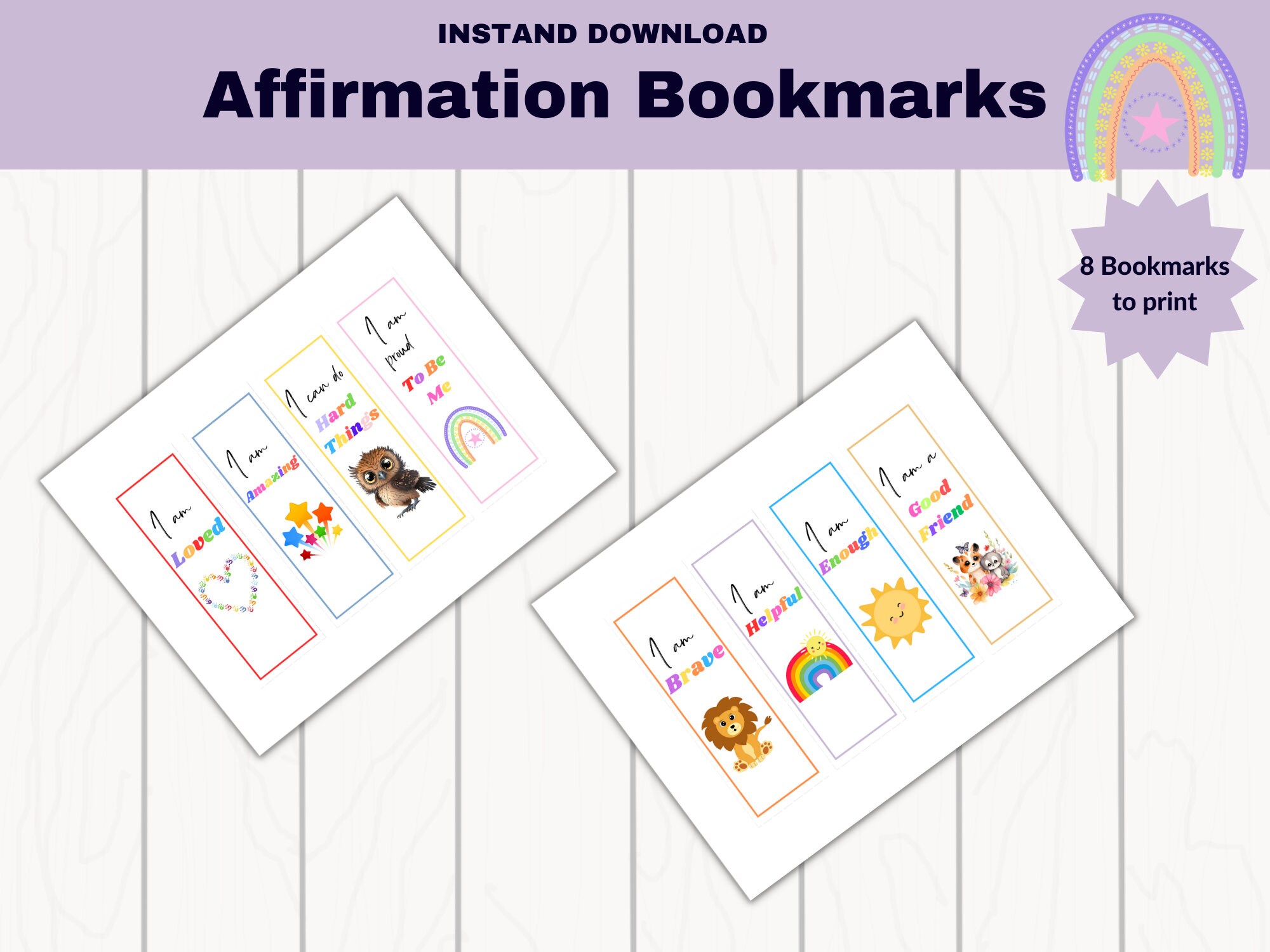 Printable Bookmarks for Kids Positive Affirmations, Children's Reading ...