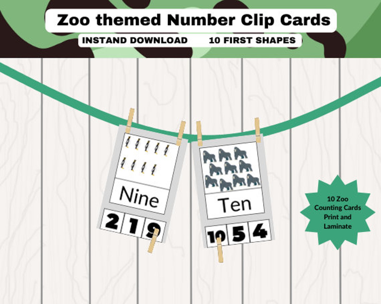 Preschool Zoo Printables, Number Clip Cards, Montessori Curriculum ...