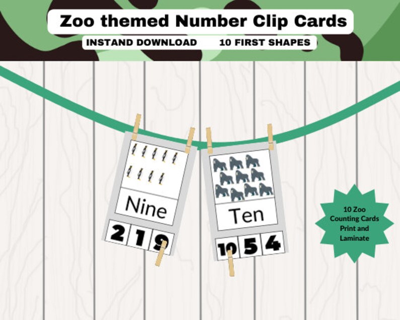 Preschool Zoo Printables, Number Clip Cards, Montessori Curriculum ...