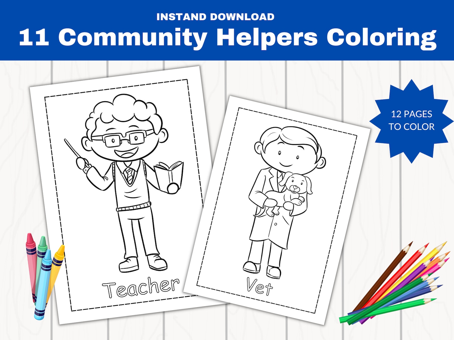 Community Helpers Printable Coloring for Preschoolers and Toddlers ...