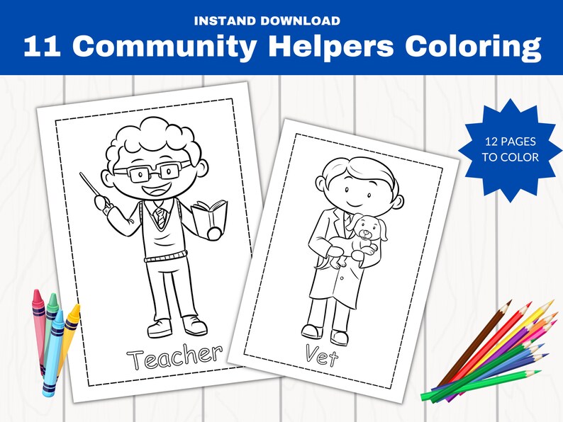Community Helpers Printable Coloring for Preschoolers and Toddlers ...