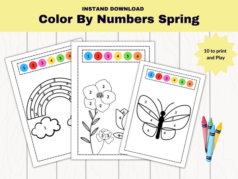 Color by Number Preschool Printable, Spring Themed Coloring Pages for ...