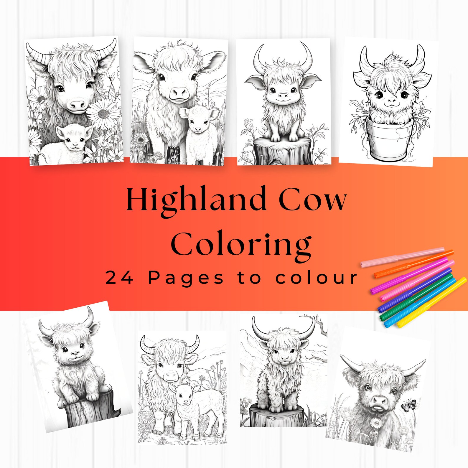 Cow Coloring Pages for Adults, Highland Cows to Color In, Cute Cows 24 ...