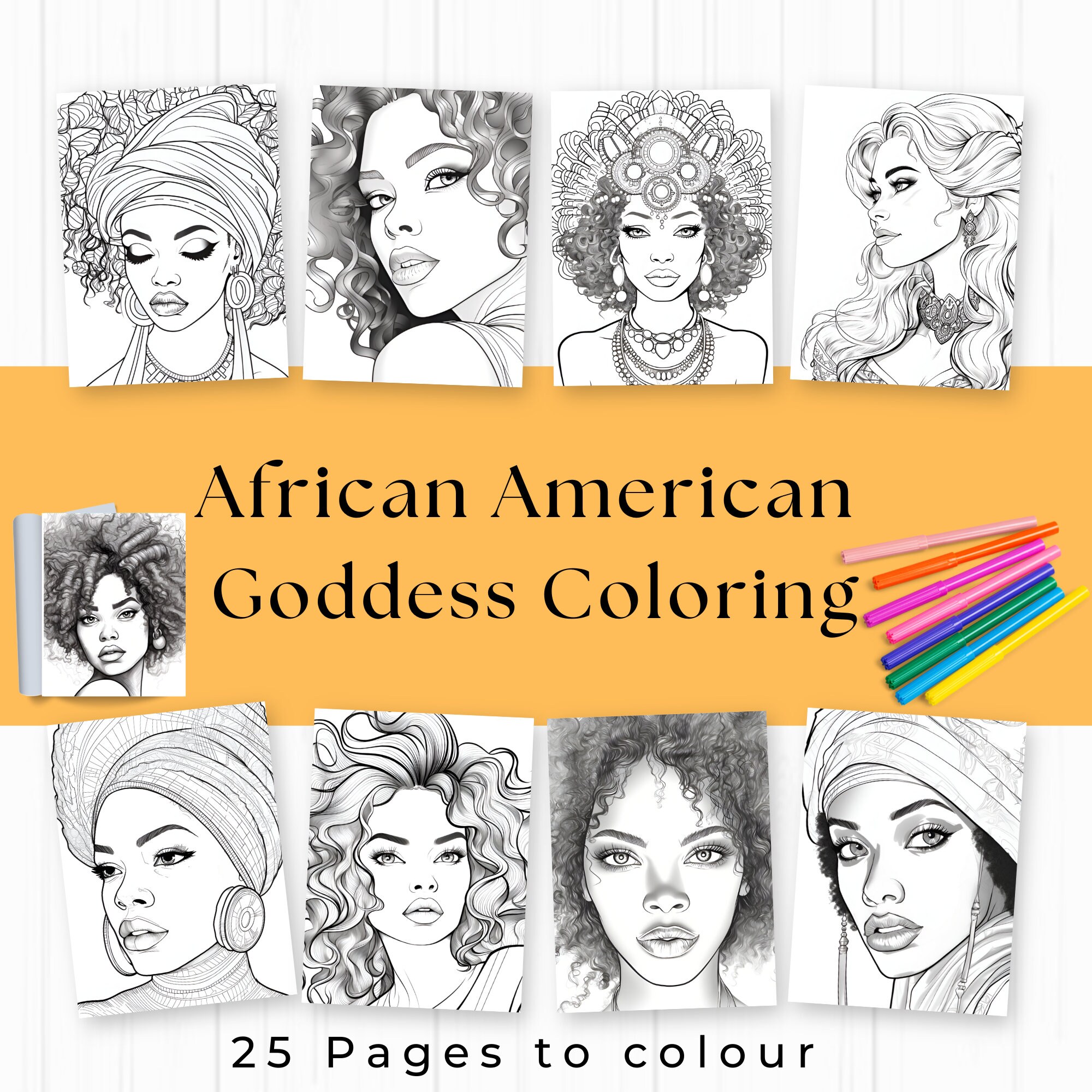 African American Coloring Books for Adults, Beautiful African Goddess ...