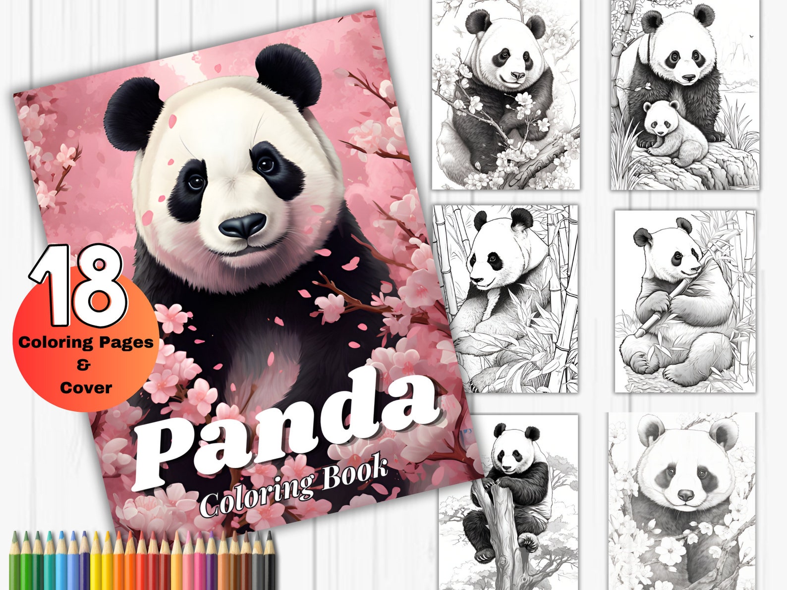 Panda Coloring Pages for Adults, Japanese Panda Coloring Book ...