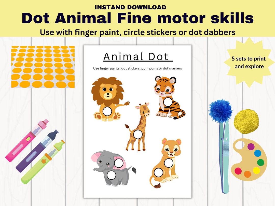 Animal Dot Marker Worksheets: Fine Motor Skills Activity (digital ...