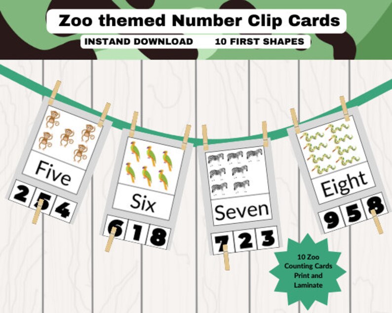 Preschool Zoo Printables, Number Clip Cards, Montessori Curriculum ...