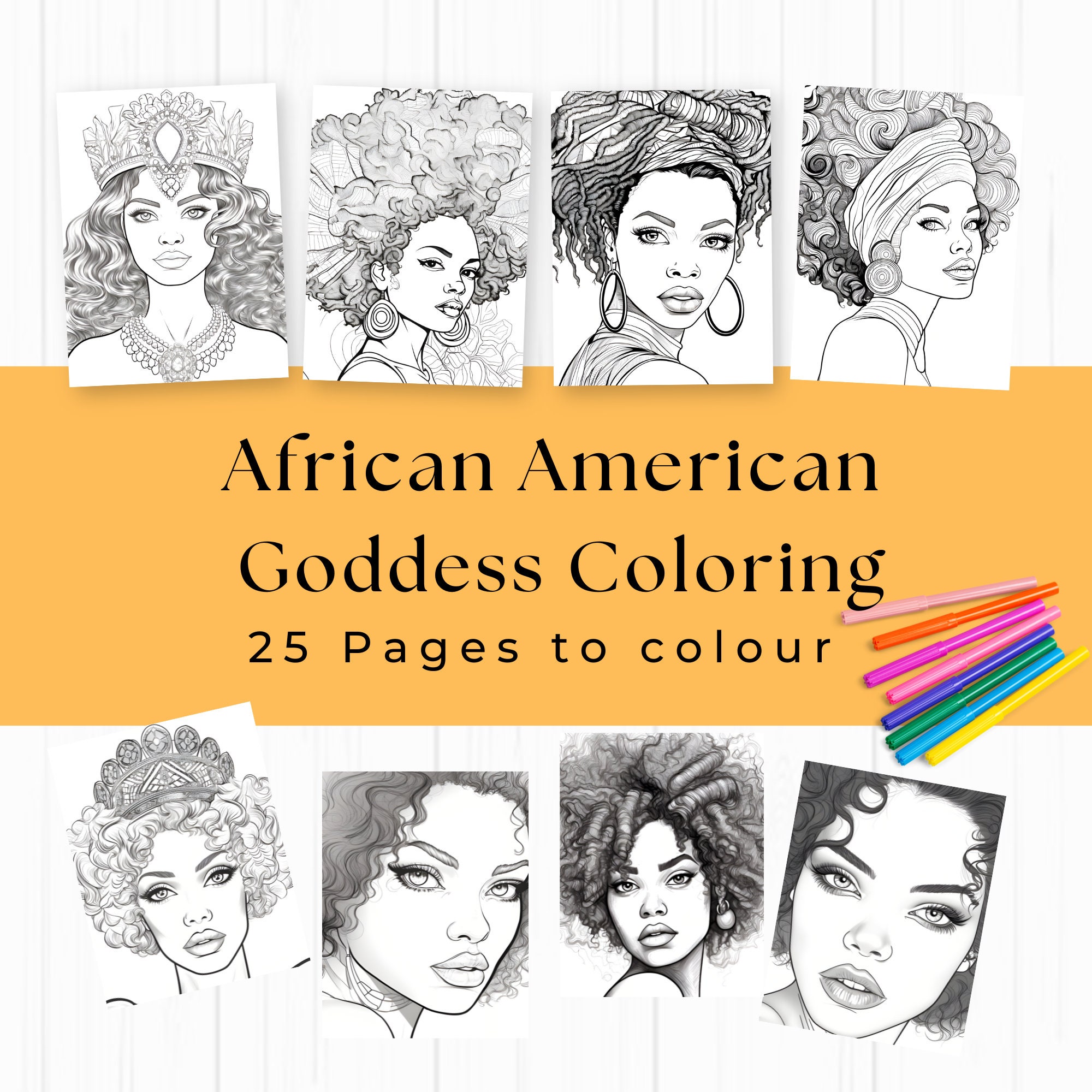 African American Coloring Books for Adults, Beautiful African Goddess ...