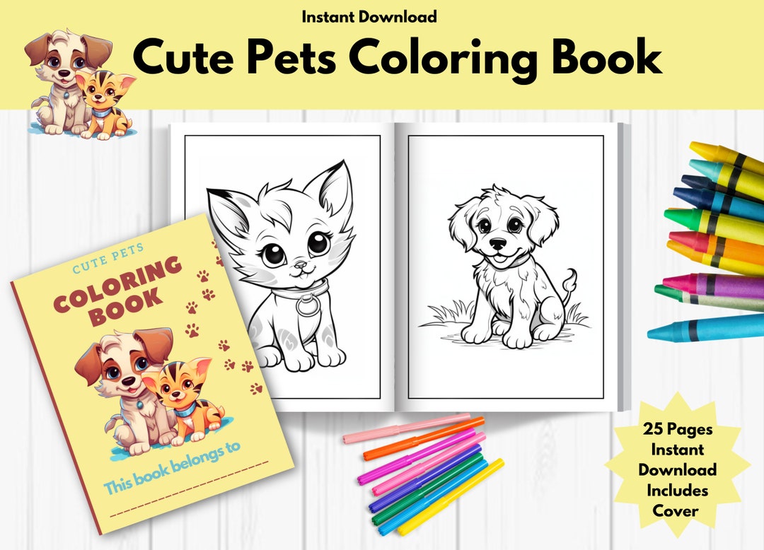 Summer Coloring Book for Kids, Cute Kitten Coloring Book, Baby Pet ...