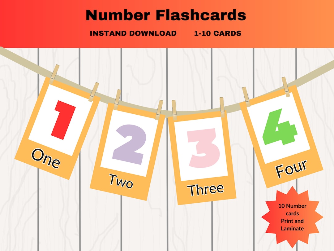 Numbers Flash Cards, Preschool Counting Flash Cards, Count and Clip ...