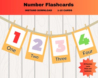 Numbers Flash Cards, Preschool Counting Flashcards, Count and Clip ...