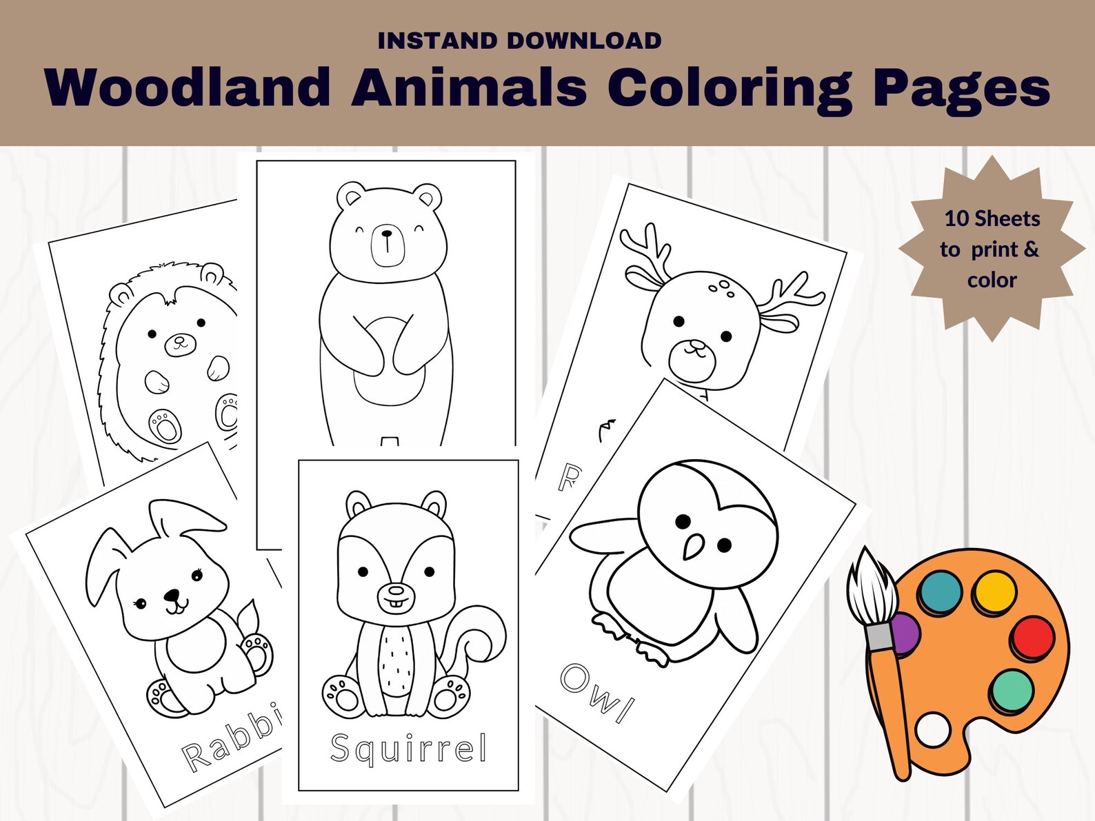 Preschool Woodland Animal Printable, Baby Animals Coloring, Toddler ...