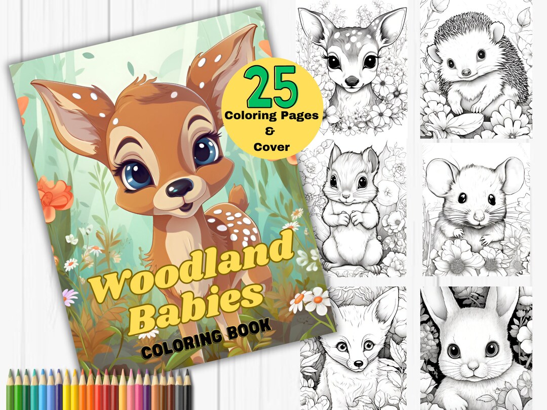 Woodland Animal Coloring Book, Forest Animal Coloring Page, Baby ...