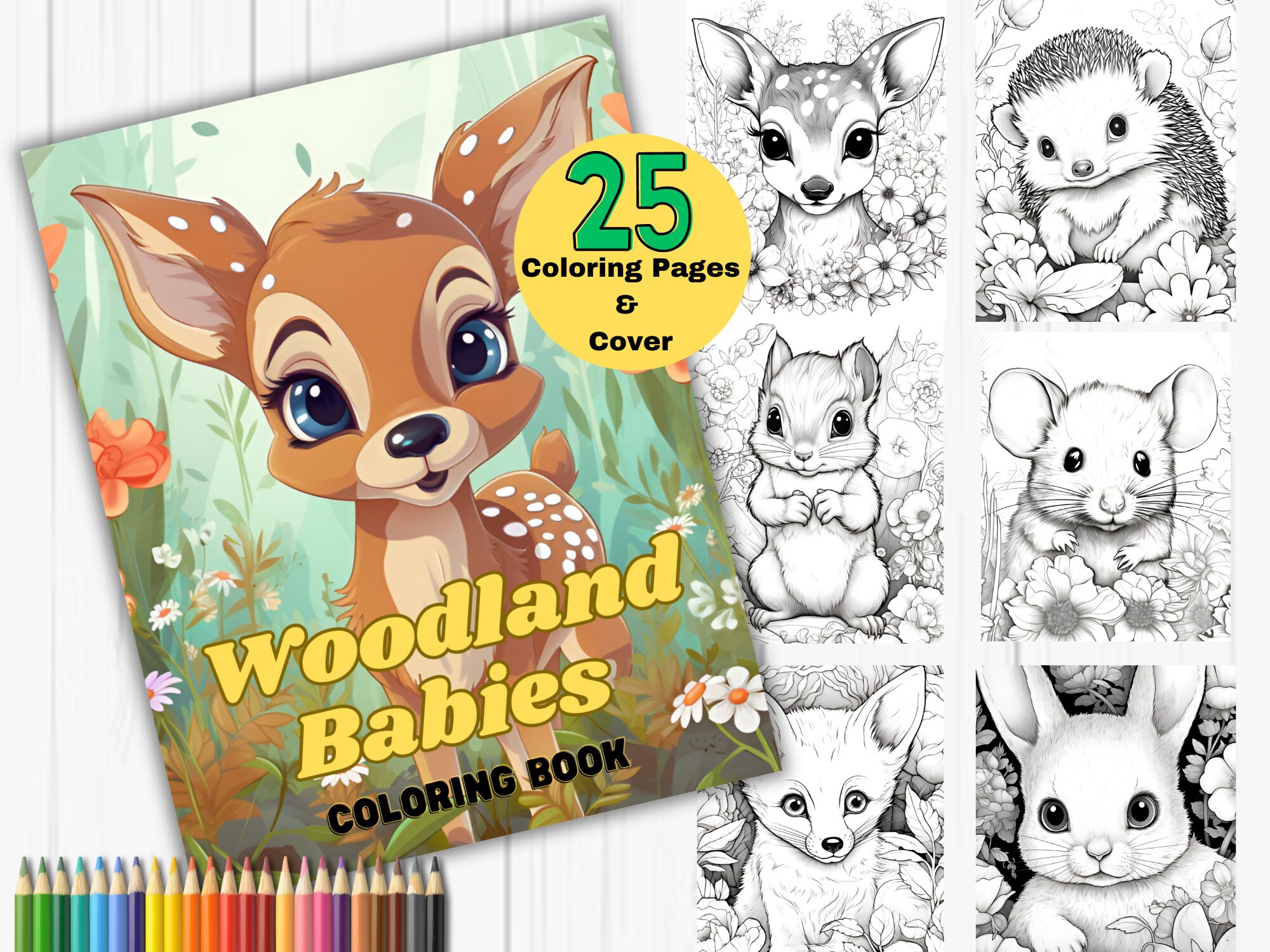 Woodland Animal Coloring Book, Forest Animal Coloring Page, Baby ...