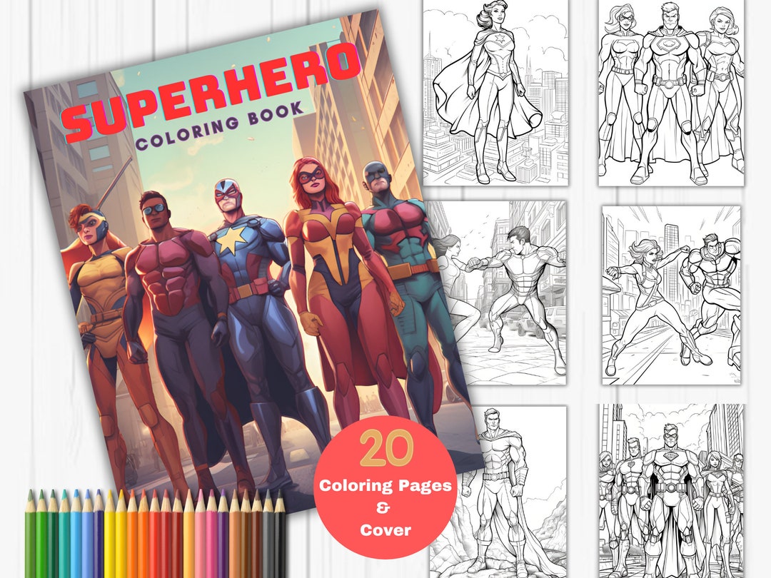 Superhero Coloring Books for Adults, Adult Coloring Page, Superhero ...