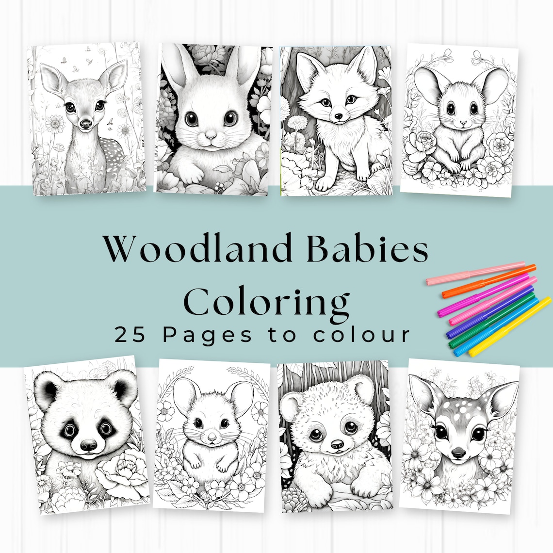 Woodland Animal Coloring Book, Forest Animal Coloring Page, Baby ...