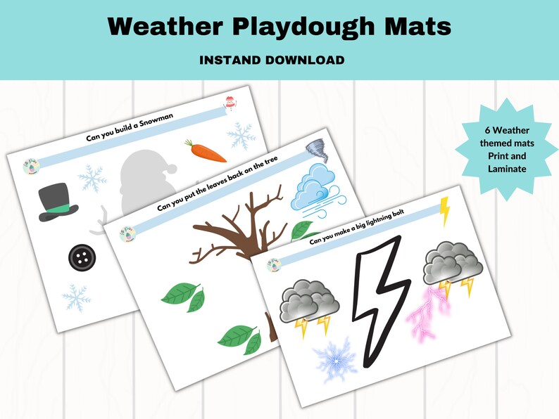 Weather Themed Playdoh Mats, Printable Weather Activities, Homeschool ...