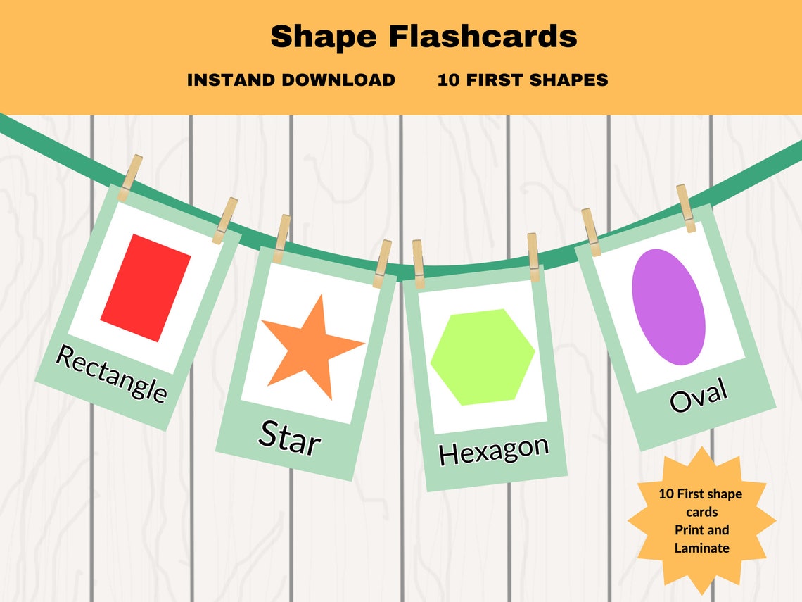 10 Colourful Shapes Flash Cards, Preschool Materials, Homeschool ...