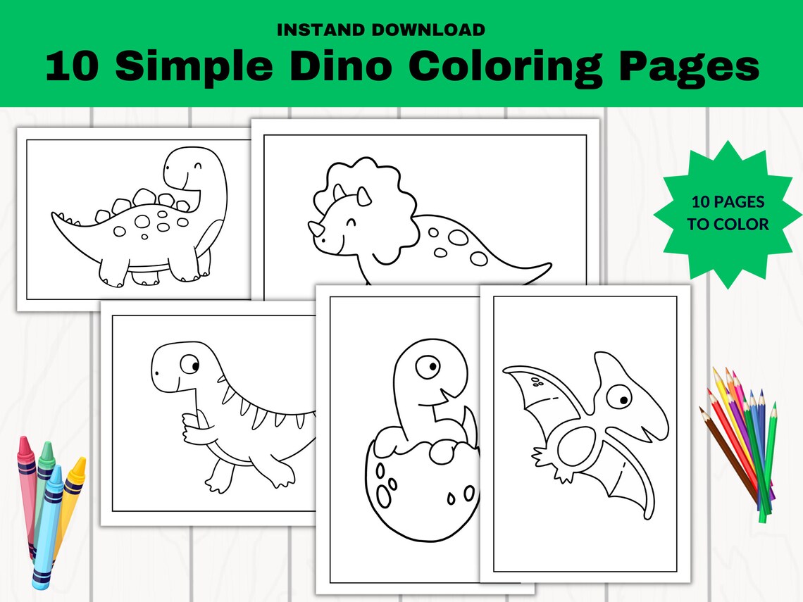 Dinosaur Coloring Pages, Dinosaur Preschool Printables, Cute Baby ...