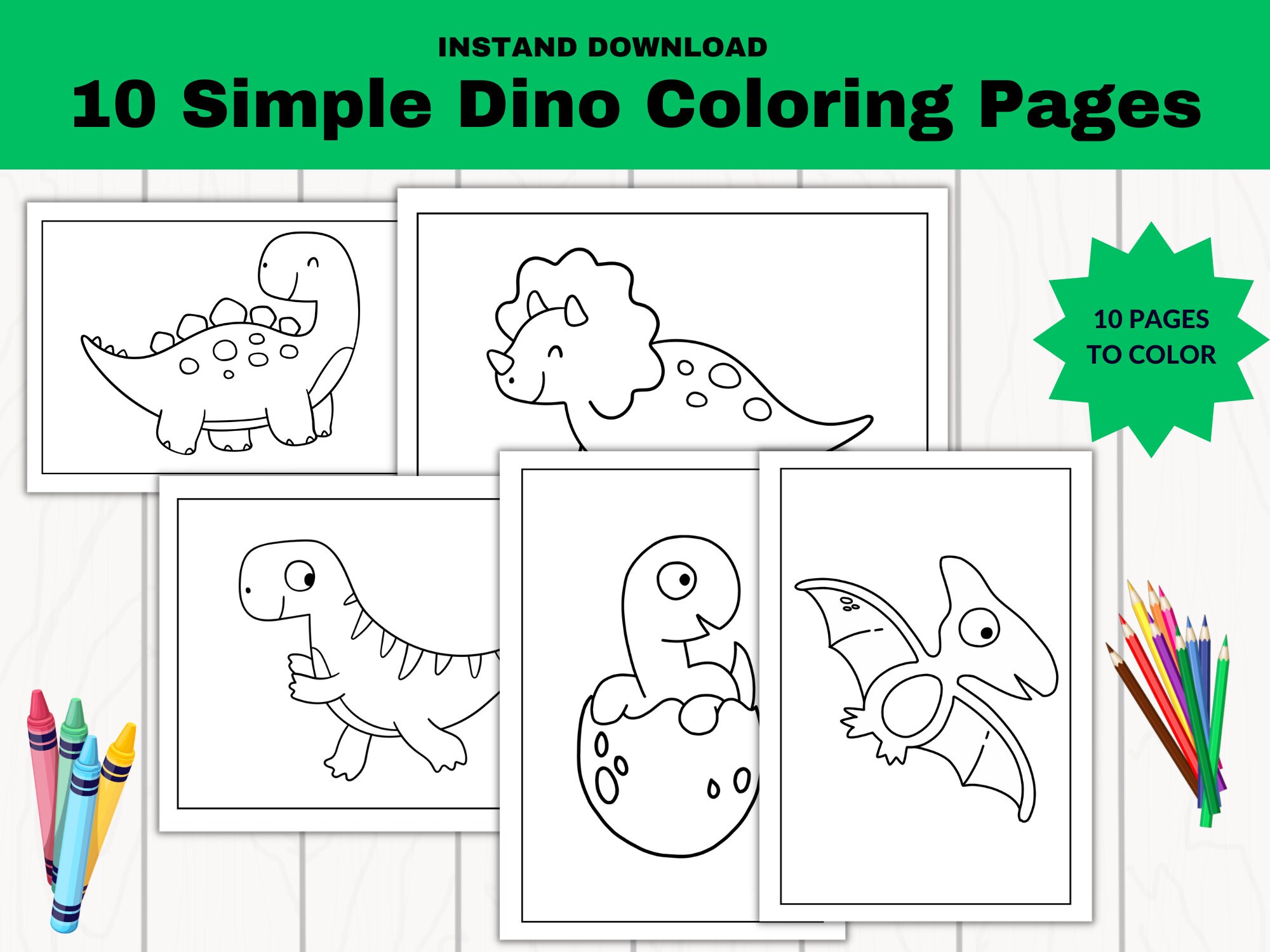 Dinosaur Coloring Pages, Dinosaur Preschool Printables, Cute Baby ...
