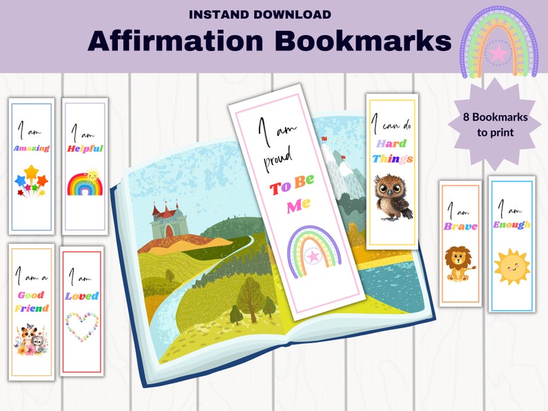 Printable Bookmarks for Kids Positive Affirmations, Children's Reading ...