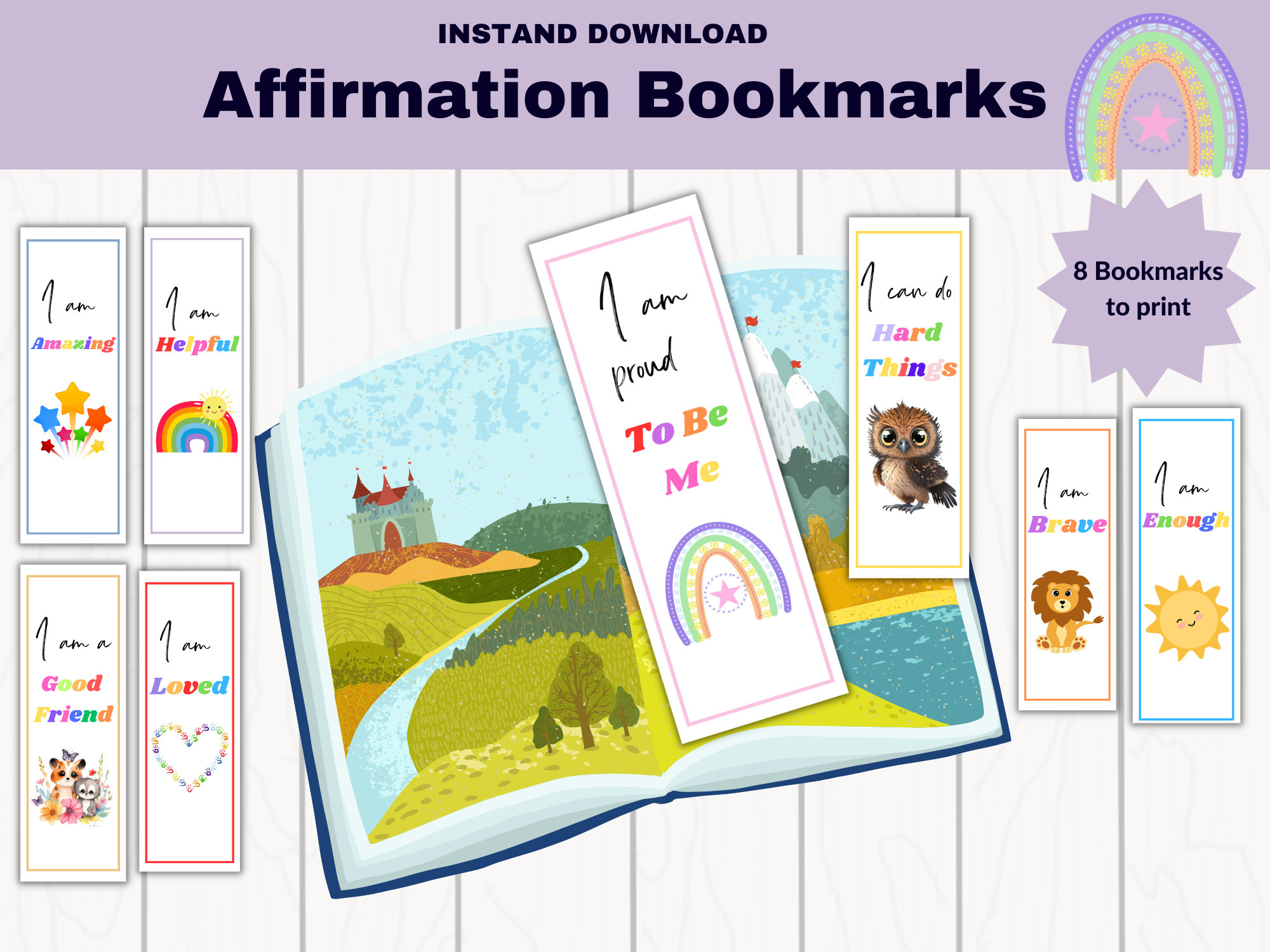 Printable Bookmarks for Kids Positive Affirmations, Children's Reading ...