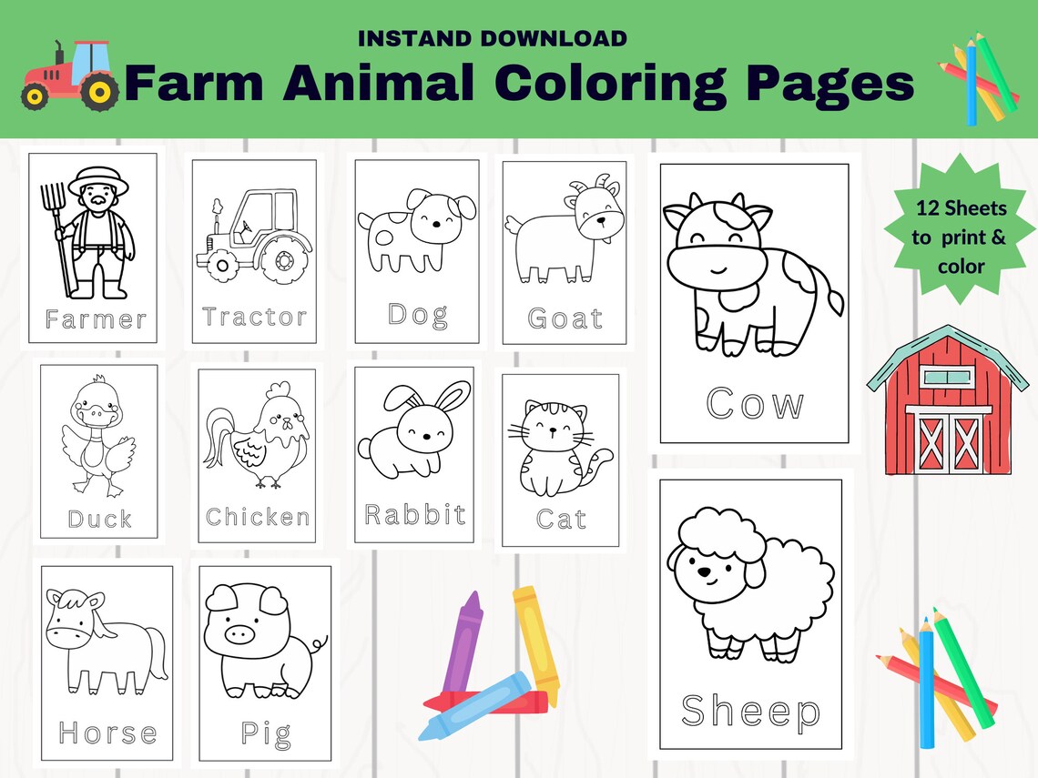 Printable Farm Activities for Preschool Children, Toddler Coloring ...
