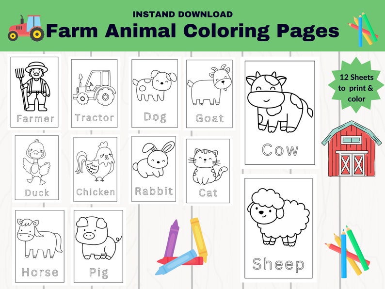 Printable Farm Activities for Preschool Children, Toddler Coloring ...