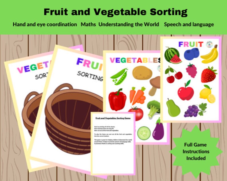 Preschool Curriculum Fruit and Veg Sorting Game, Toddler Activity ...