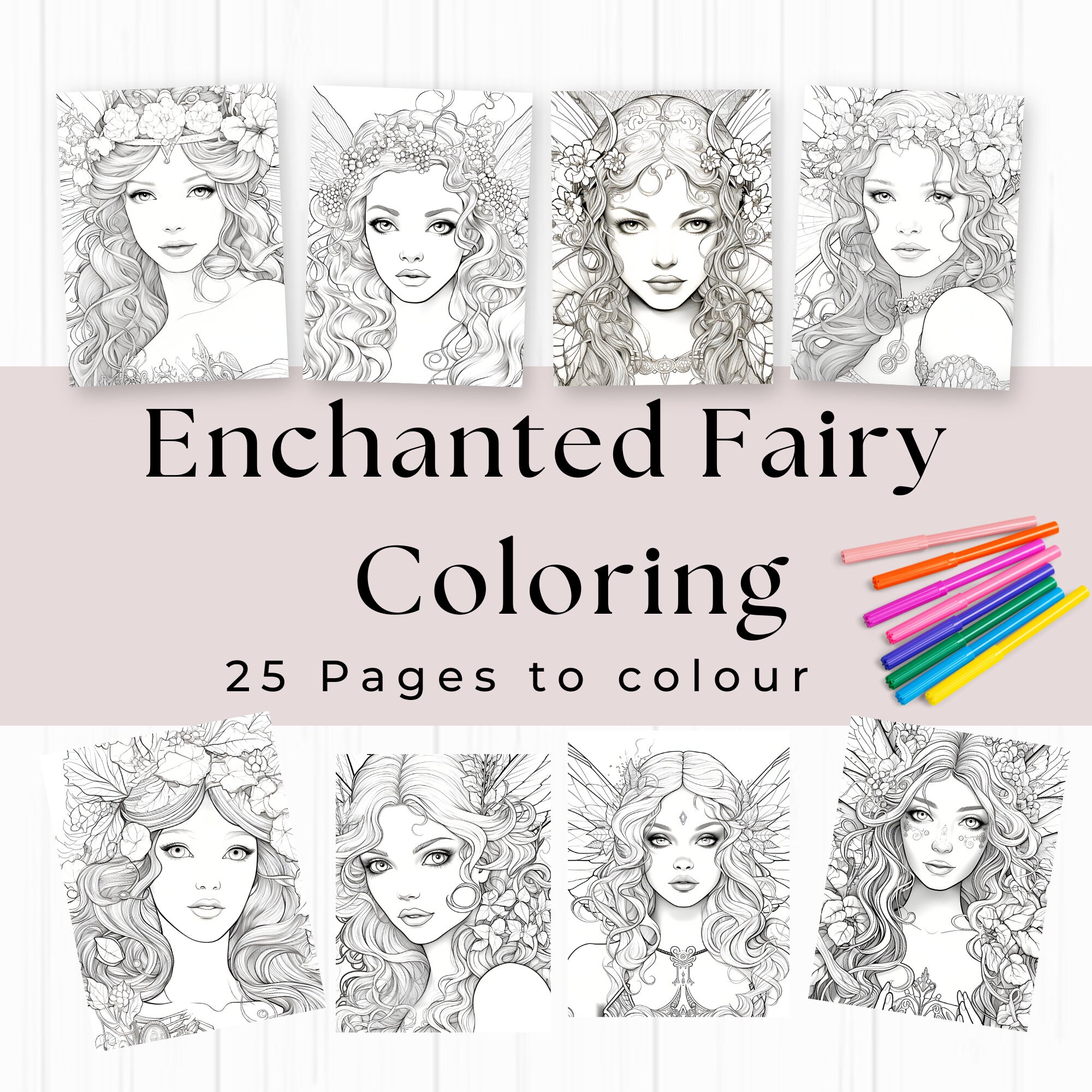 Enchanted Fairy Coloring Book, Adult Fairy Coloring, Fantasy Coloring ...