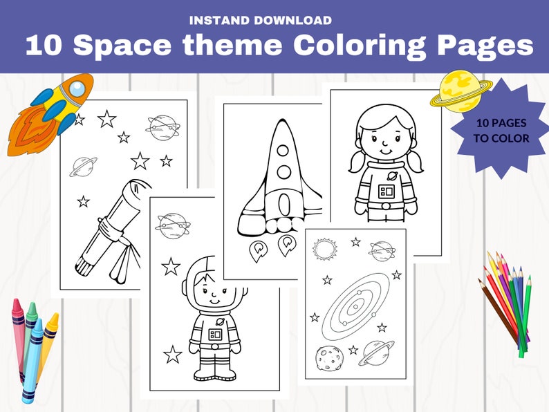 Preschool Space Theme Printables, Coloring for Toddlers, Fine Motor ...