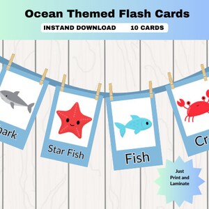 Preschool Ocean Themed Printable Flashcards, Toddler Flashcards ...