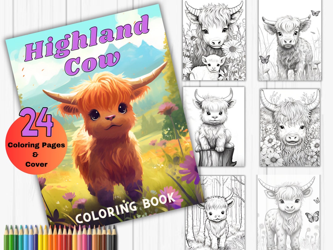 Cow Coloring Pages for Adults, Highland Cows to Color In, Cute Cows 24 ...