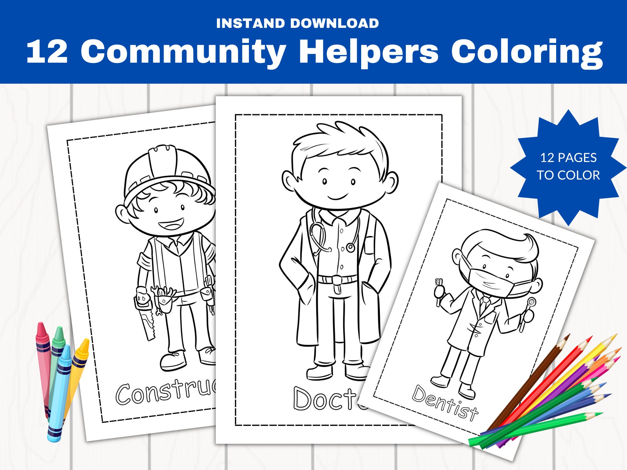 Community Helpers Colouring Worksheets