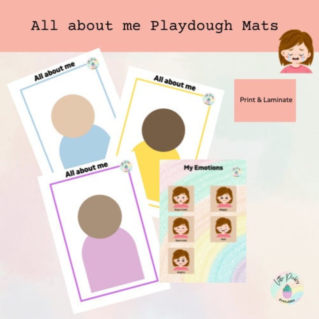 All About Me Playdough Mats, Preschhol Learning, Emotions Therapy ...