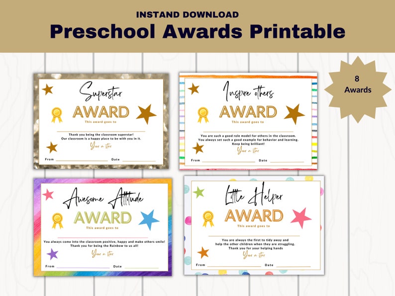 Printable Awards For Preschoolers 8 Printable Preschool Awards For The