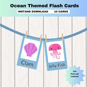 Preschool Ocean Themed Printable Flashcards, Toddler Flashcards ...