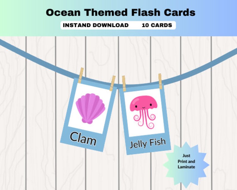 Preschool Ocean Themed Printable Flashcards, Toddler Flashcards ...