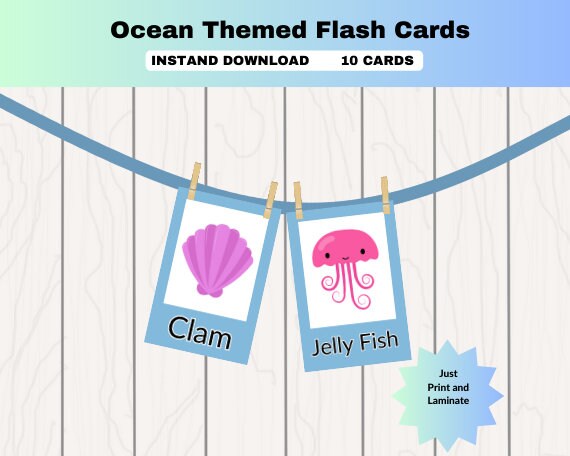 Preschool Ocean Themed Printable Flashcards, Toddler Flashcards ...