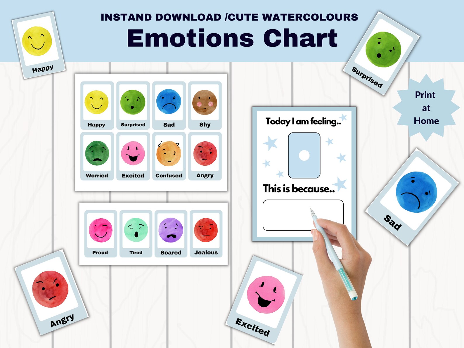 Printable Emotions Activities for Preschool. Emotion Chart, List of ...
