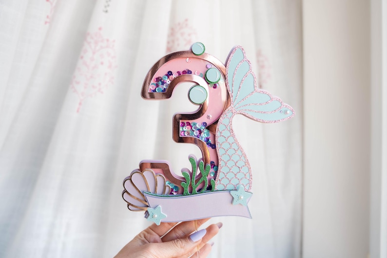 Mermaid Number 3 Cake Topper | Mermaid Birthday Party | Digital ...