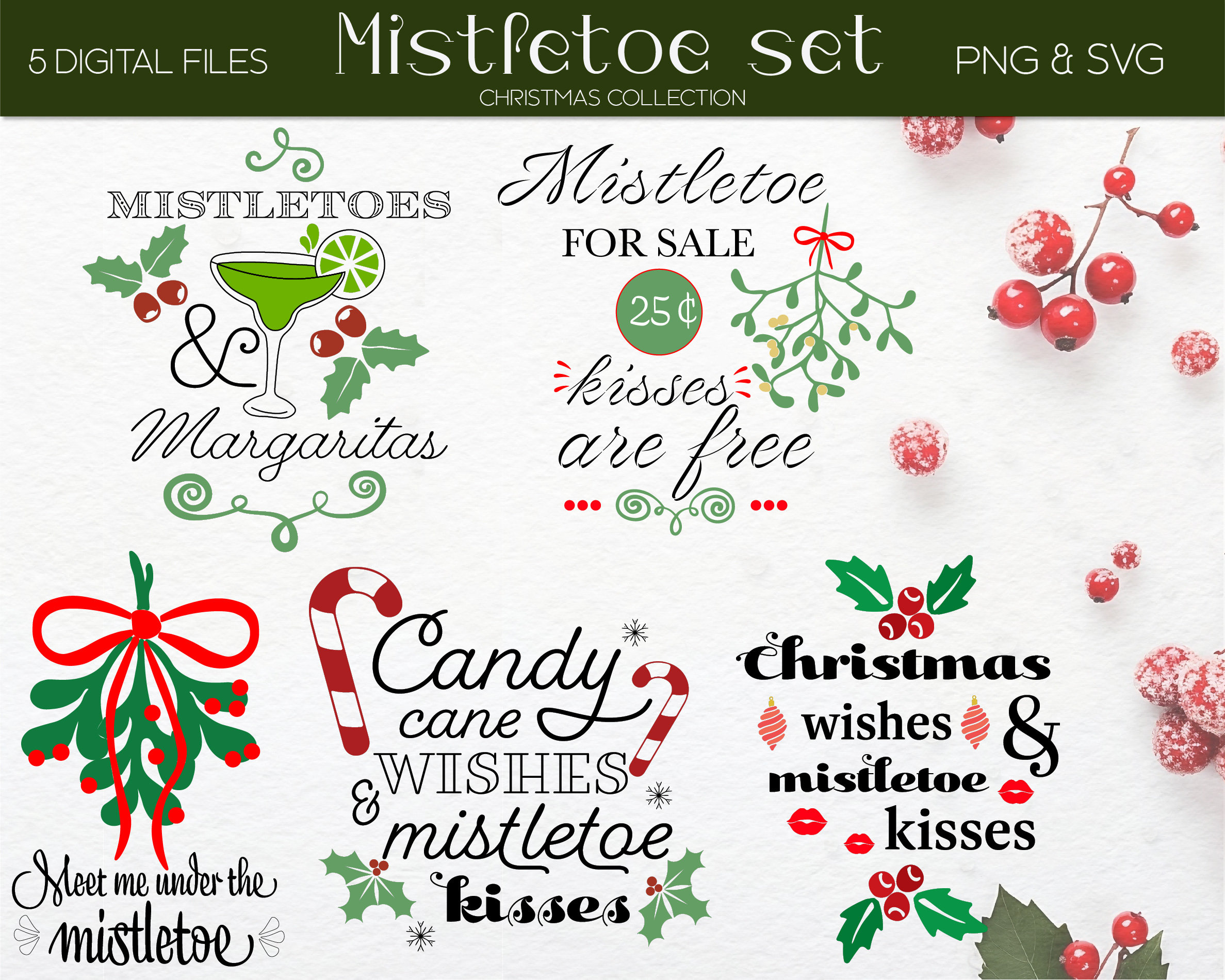 Mistletoe SVG File Christmas SVG File Digital Download Instant Download ...