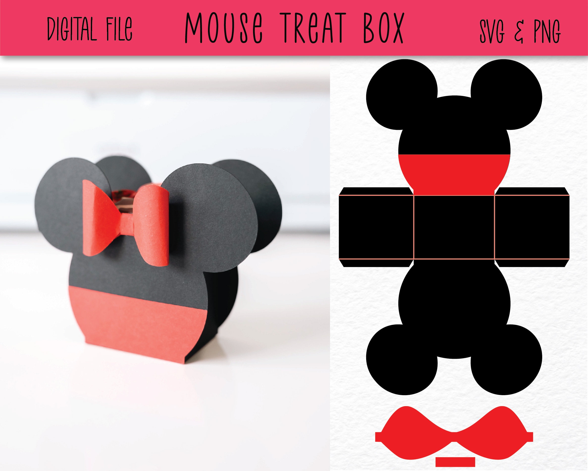 Mouse Theme Party Treat Box | Favor Box SVG - Etsy