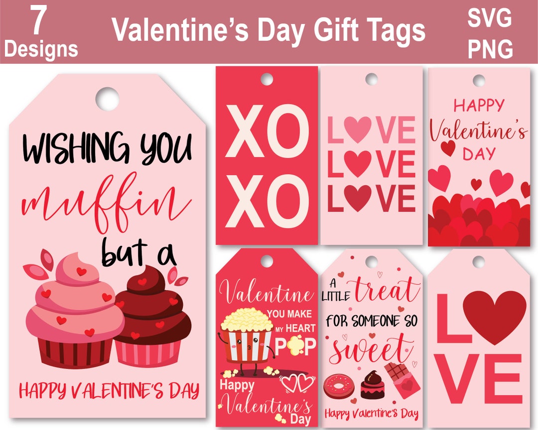 Valentine's Day Gift Tags SVG & PNG Instant Download - Etsy