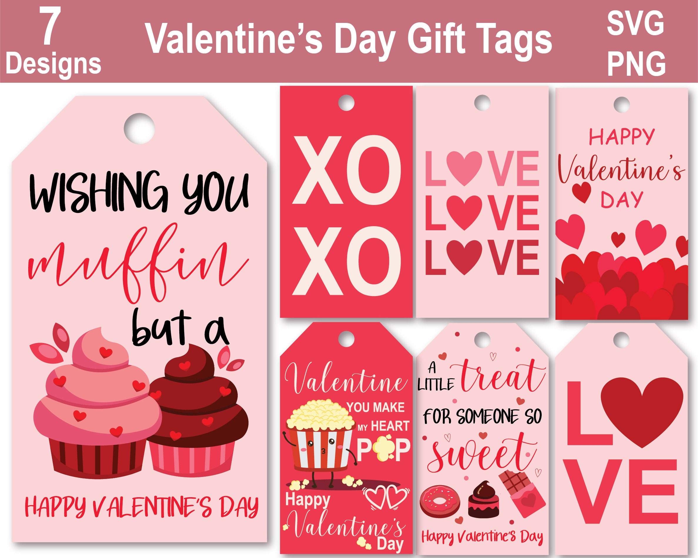 Valentine's Day Gift Tags SVG & PNG | Instant Download - Etsy